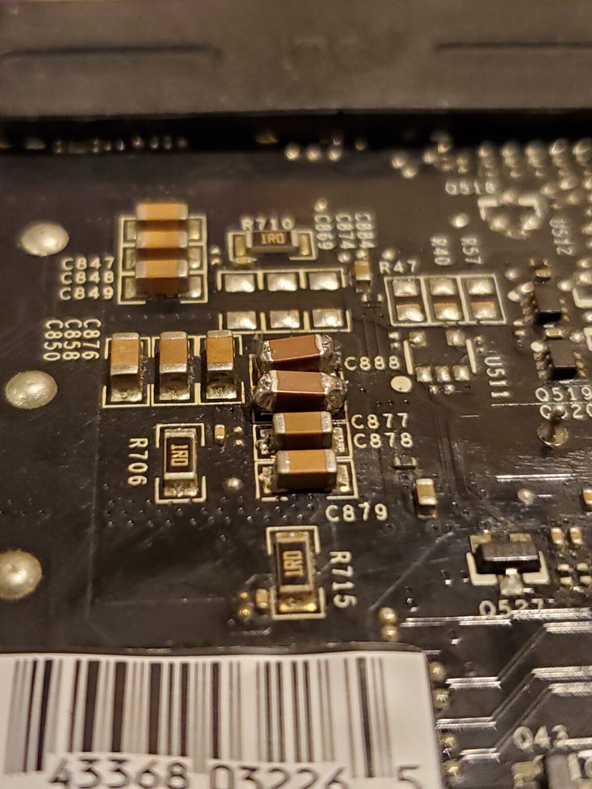 GPU Power Capacitor Repaired & Upgraded with TDK High Temp 10uF Ceramic ...
